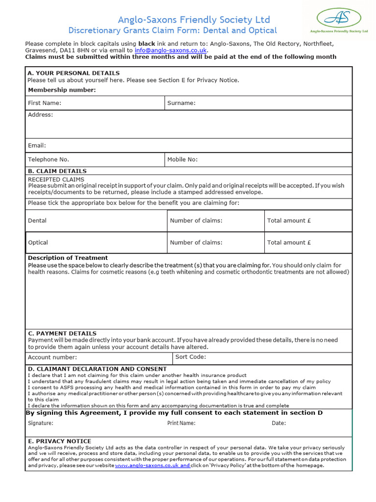 Anglo Saxon Current DISCRETIONARY Dental Optical Form Word Version Nov ...