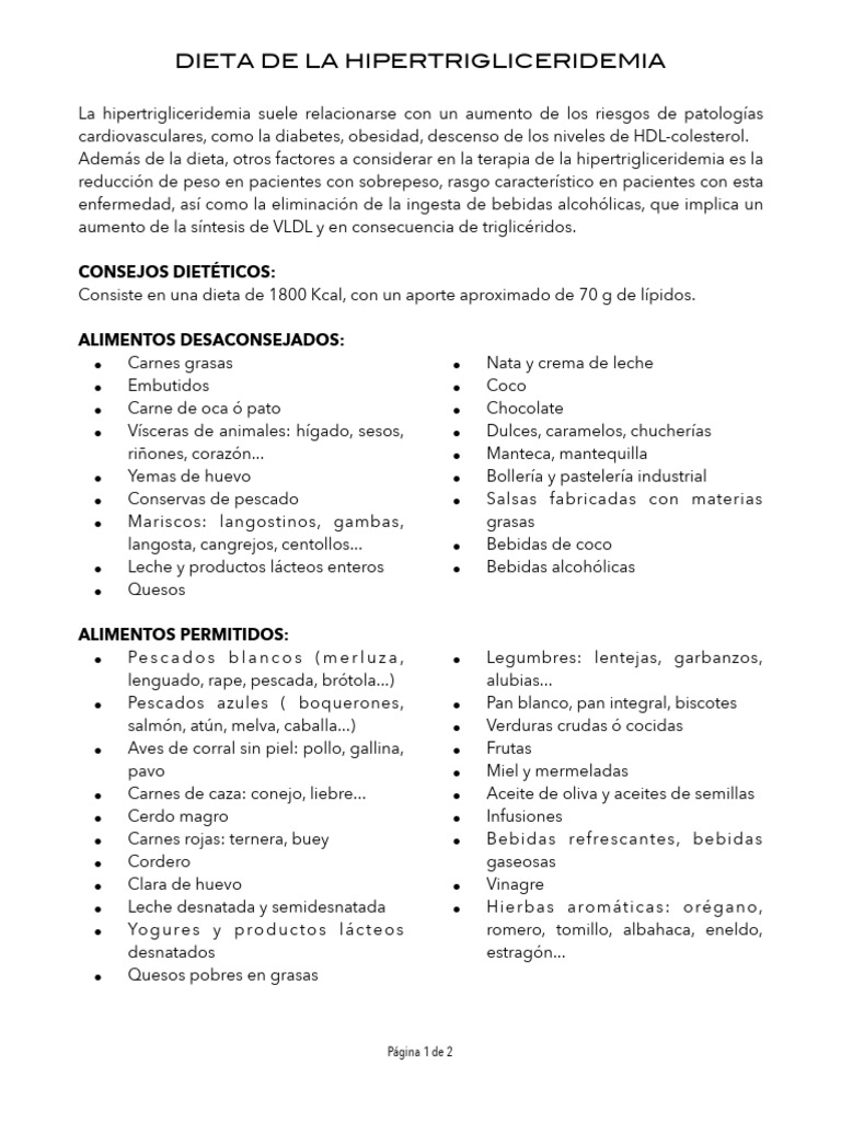 DIETA HIPERTRIGLICERIDEMIA | PDF | Dieta | gordo