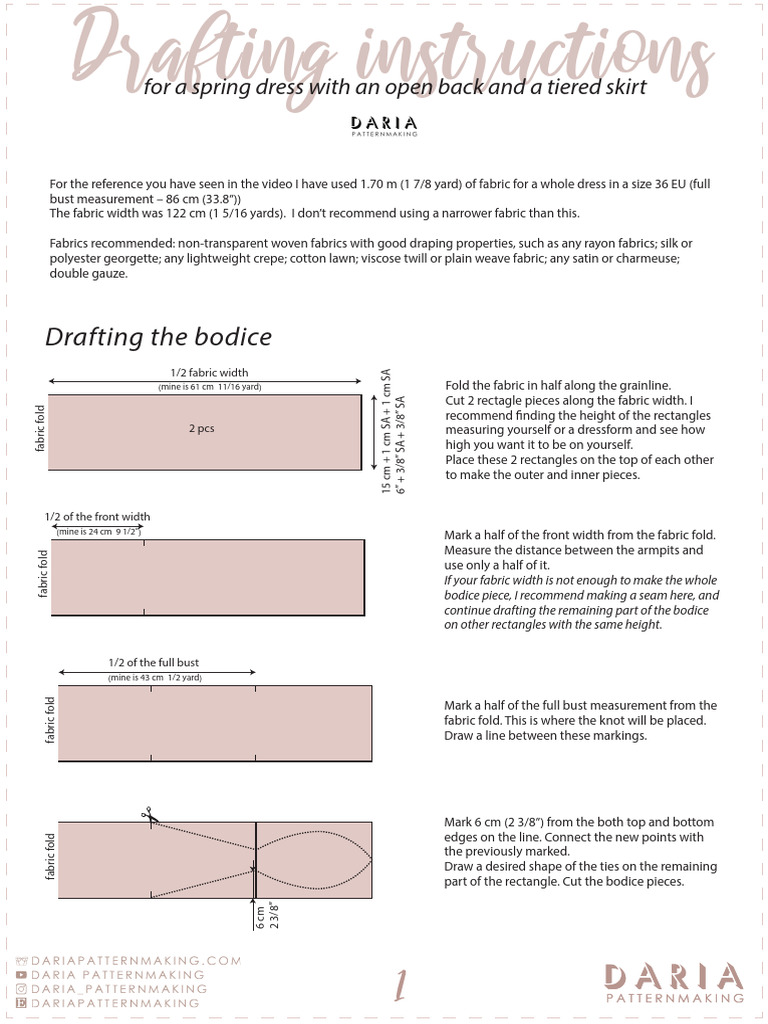 DraftingInstructions SpringDress by DariaPatternmaking | PDF