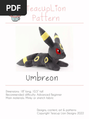 Umbreon Plush Pattern Moon Baby Umbreon Beanie Plushie,Dark Type, Fox,