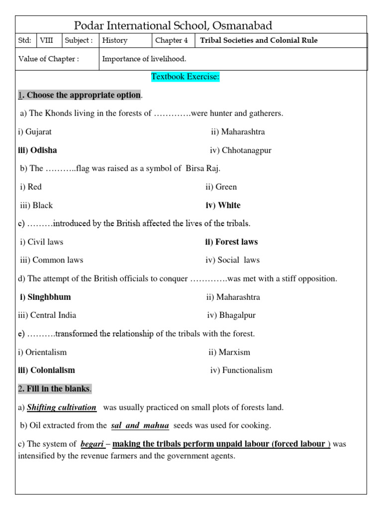 History - CH 4 Tribal Life and Colonial Rule | PDF