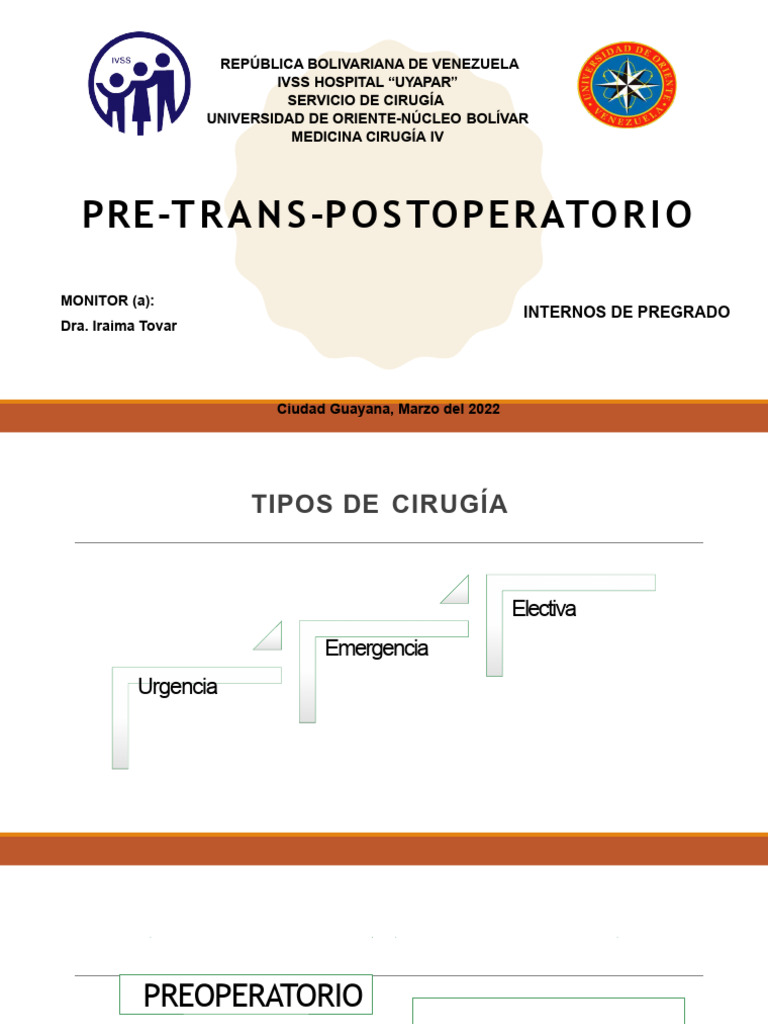 Pre, Trans y Post Operatorio (1er Seminario) | PDF | Relaciones personales, crianza y desarrollo ...