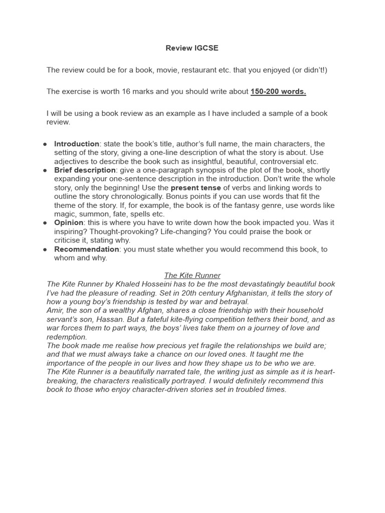 Book - Film Review IGCSE | PDF