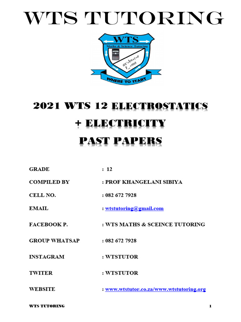 Grade 12 Electrostatics Past Papers | PDF | Home & Garden