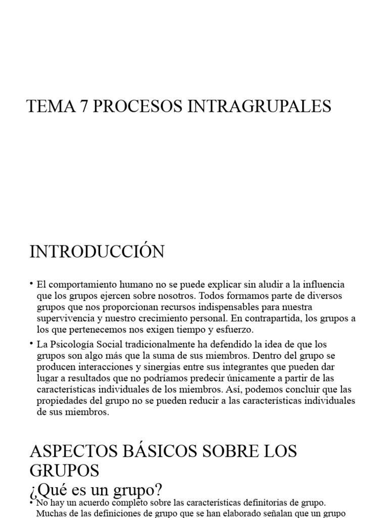 Tema 7 Procesos Intragrupales | PDF | Liderazgo | Conformidad