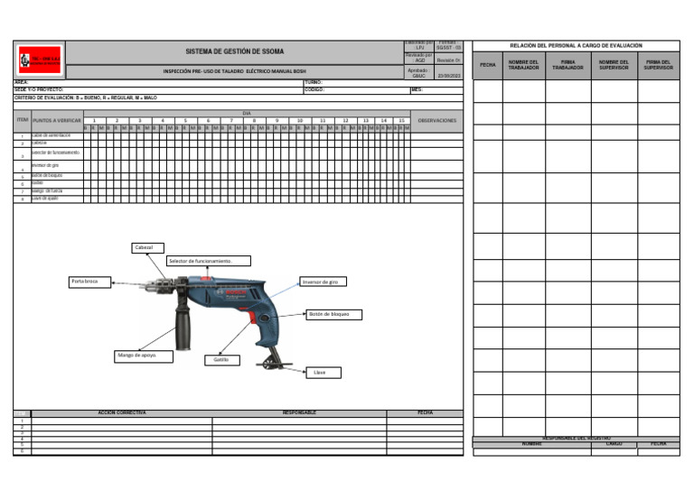 11CHECK LIST - Taladro Manual Elèctrico BOSH | PDF 11CHECK LIST - Taladro Manual Elèctrico BOSH | PDF