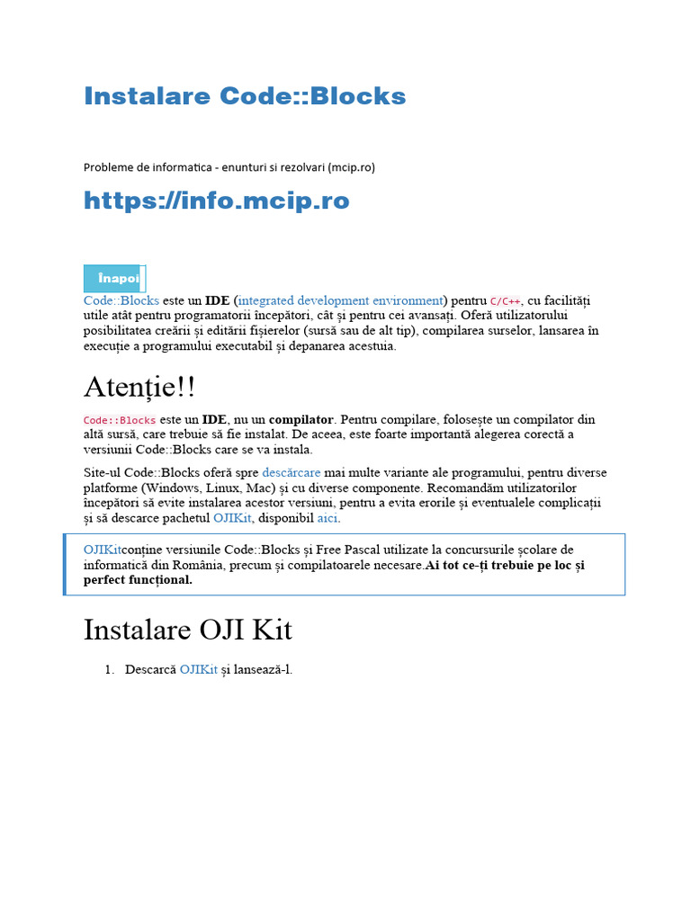 Instalare Code Blocks | PDF