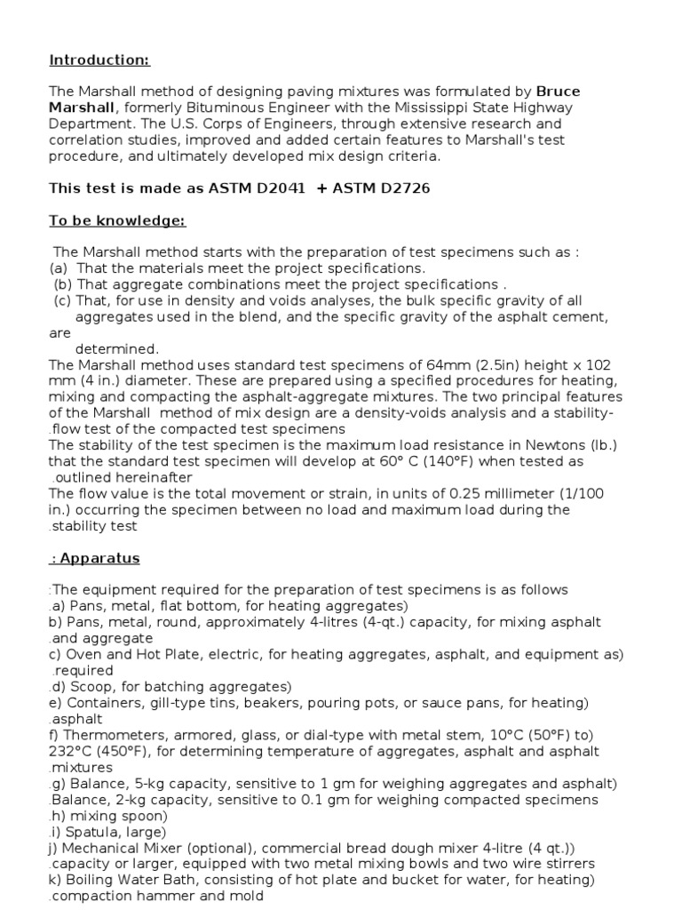 Marshal Test | PDF | Viscosity | Asphalt