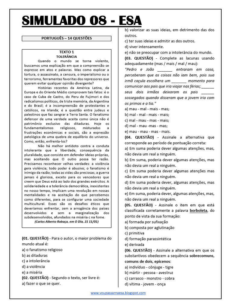 Simulado 08 - Esa | PDF