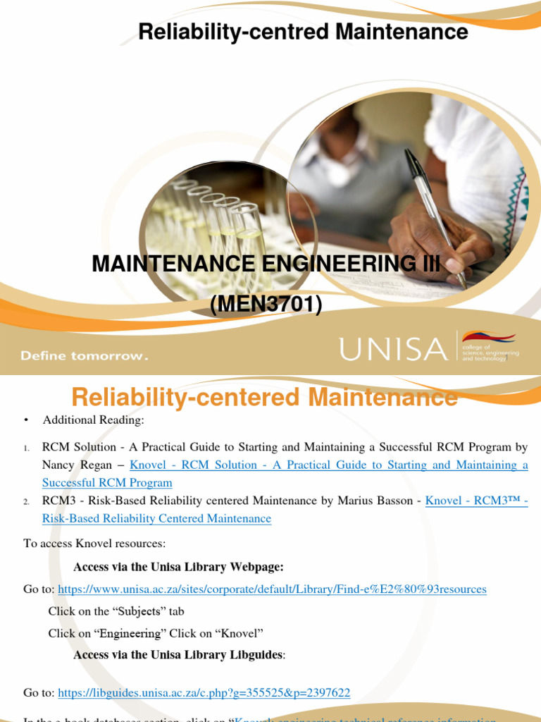MEN3701 Lecture_Reliability centred Maintenance | PDF