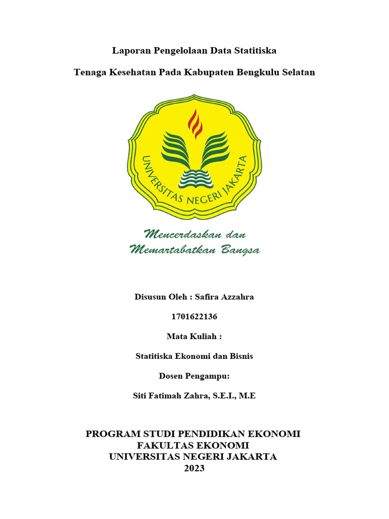 Statitiska Safira Azzahra - 1701622136 - Tugas 1 | PDF