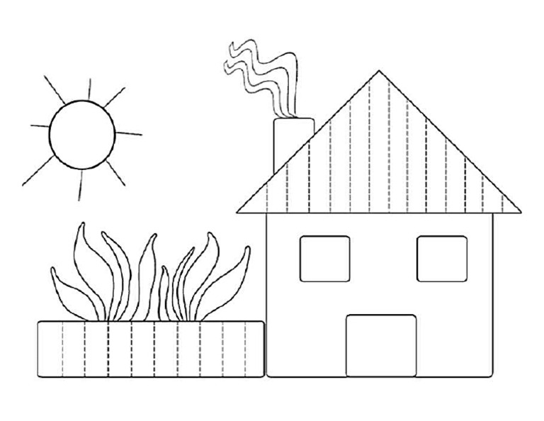 Casa Colorear Con Tipos de Lineas | PDF