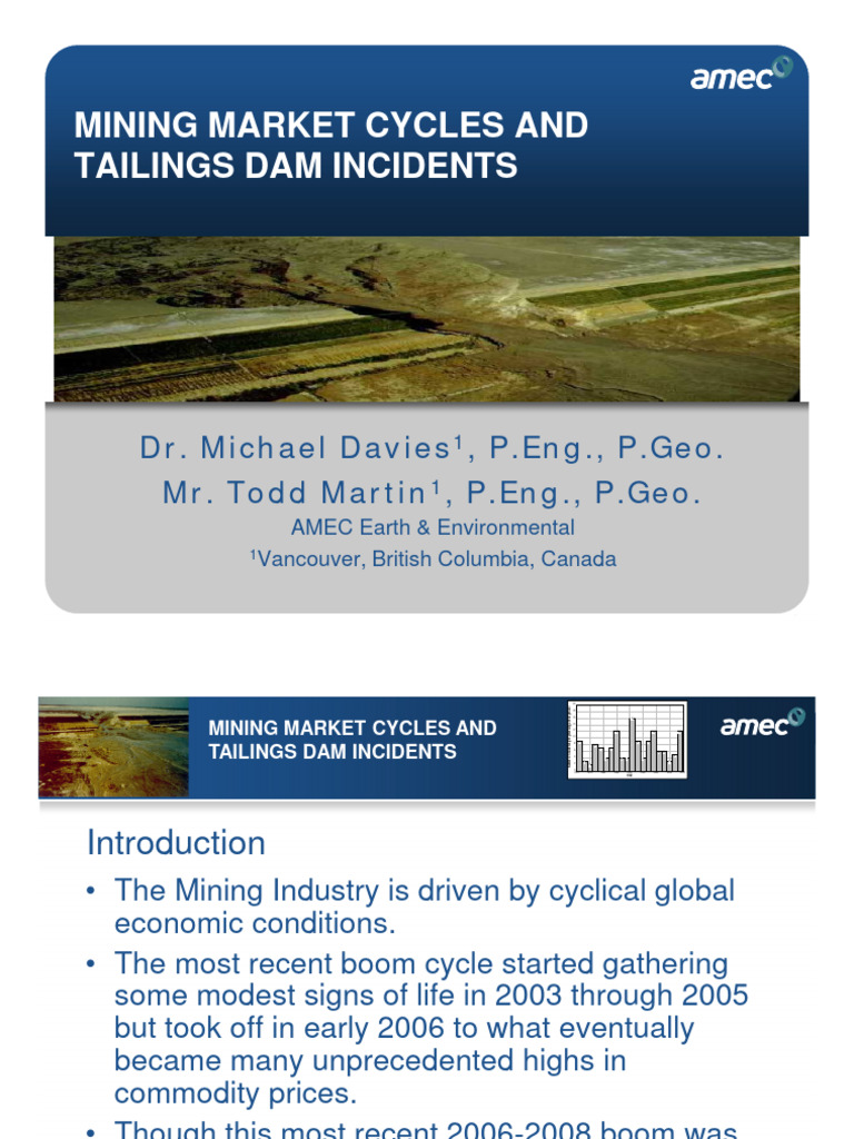 1 - Tailings Dam Incidents and Mining Cycles - Davies and Martin | PDF | Mining | Real Versus ...