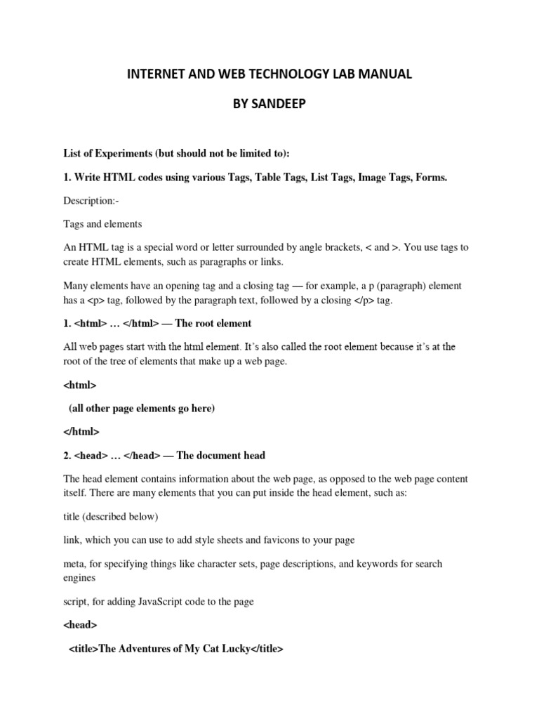 List of Experiments IWT | PDF | Html Element | Html
