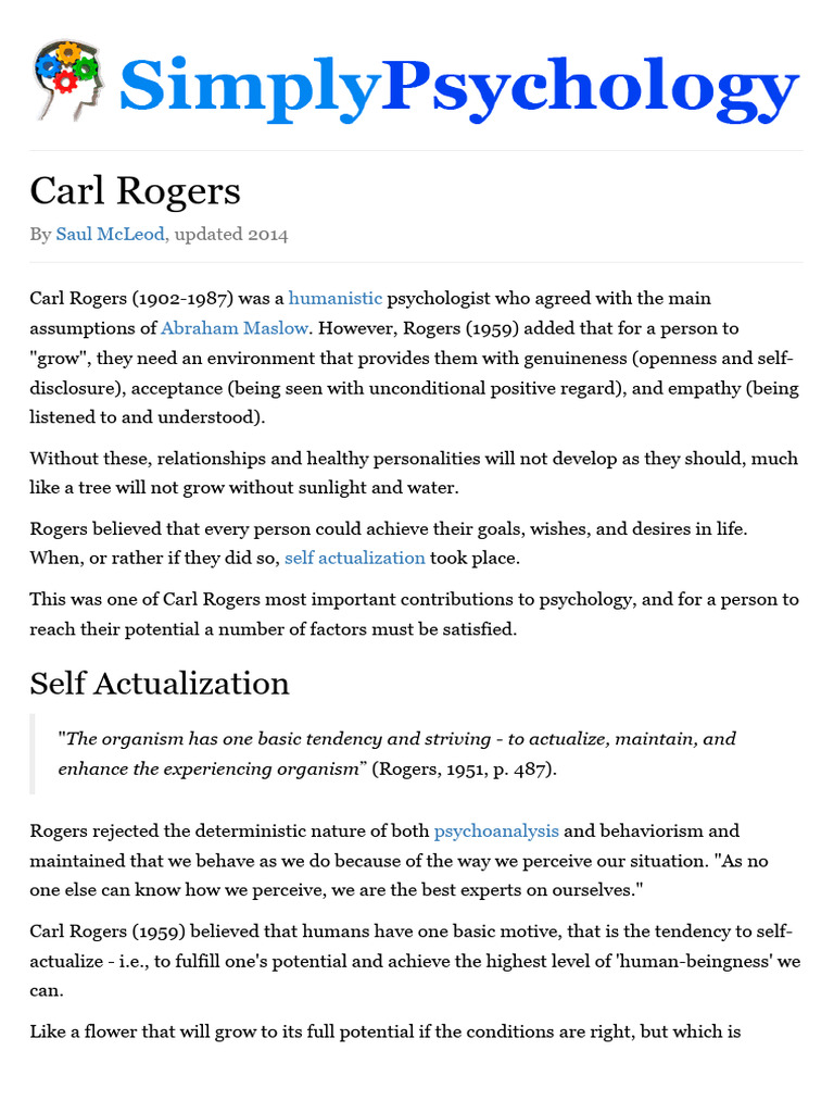Simply Psychology - Carl Rogers | PDF | Self-Improvement | Wellness