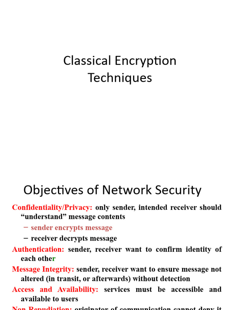 Classical Encryption Techniques Pdf Cryptography Cryptanalysis