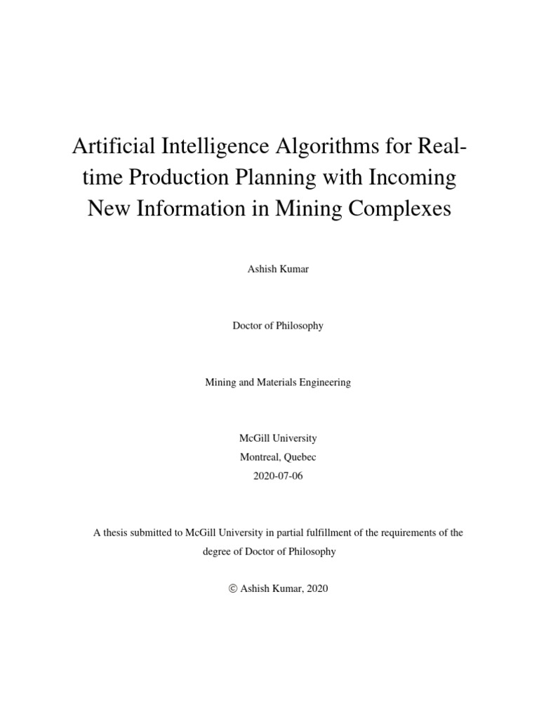 Artificial Intelligence Algorithms For Realtime Production Planning ... Artificial Intelligence Algorithms For Realtime Production Planning ...