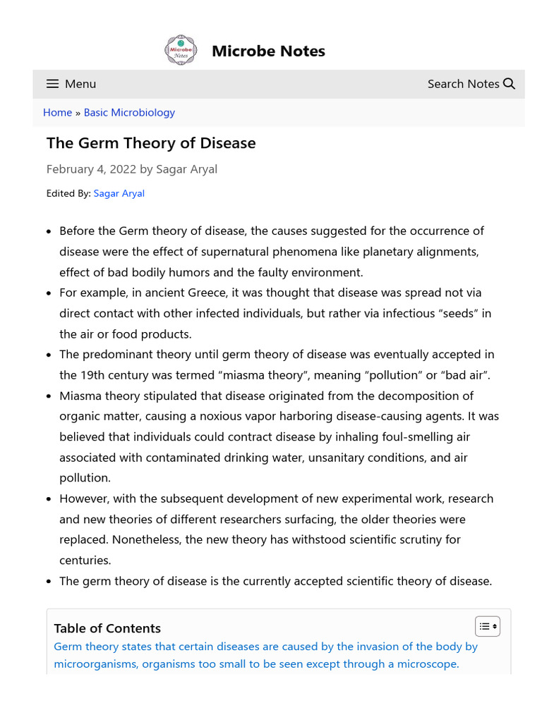 The Germ Theory of Disease | PDF