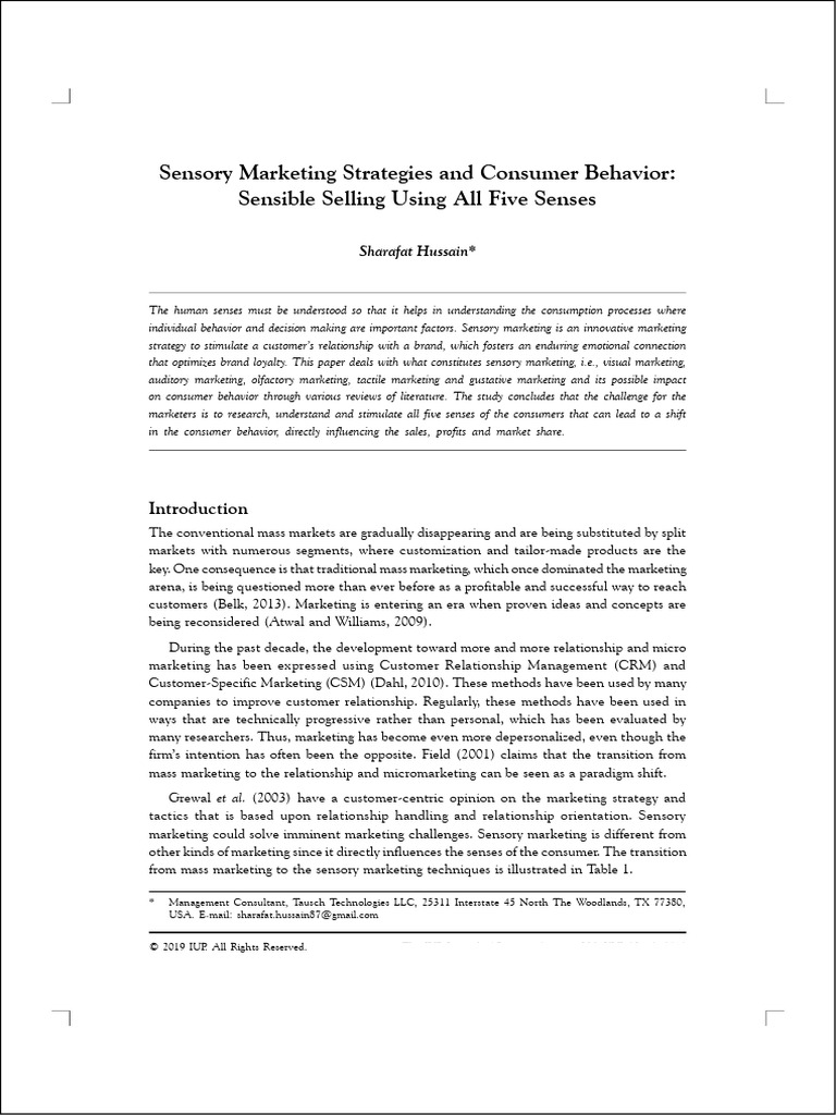 Sensory Experience | PDF | Odor | Perception Sensory Experience | PDF | Odor | Perception