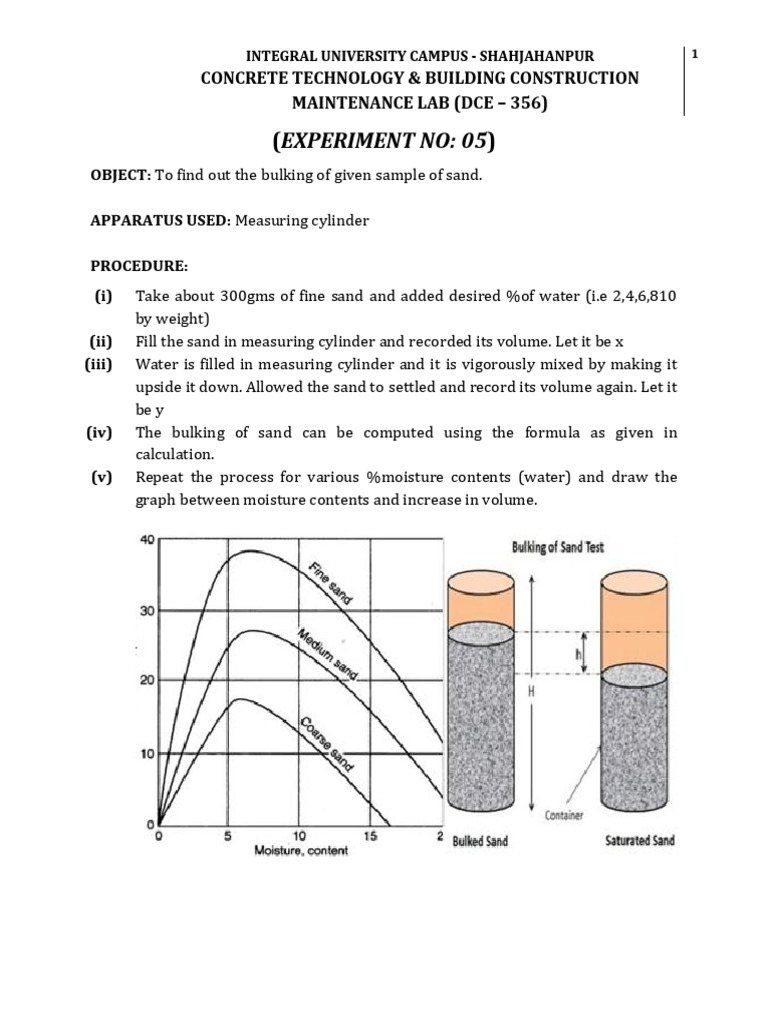 Bulking of Sand | PDF | Volume | Chemistry
