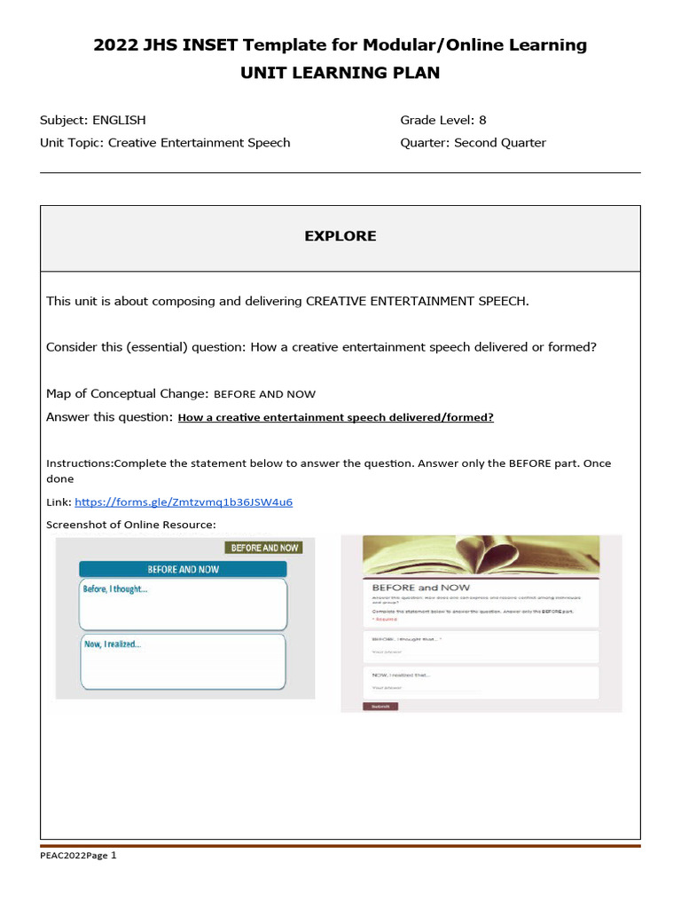 Creative Entertainment Speech Plan | PDF | Rubric (Academic) | Learning