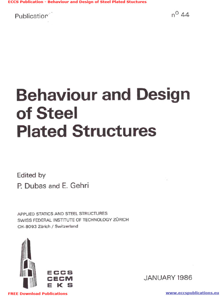 ECCS-Behaviour and Design of Steel Plated Structures | PDF | Steel | Iron