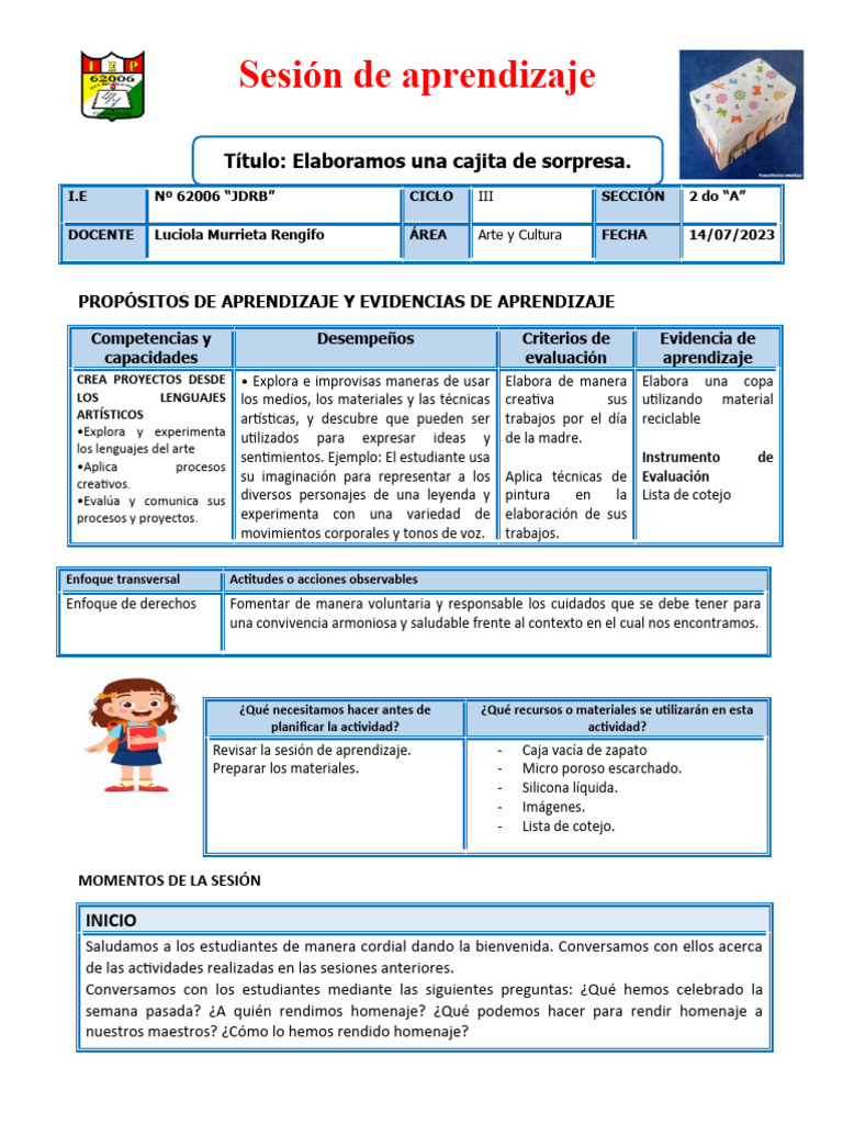 Elaboración de una cajita sorpresa | PDF | Aprendizaje | Evaluación