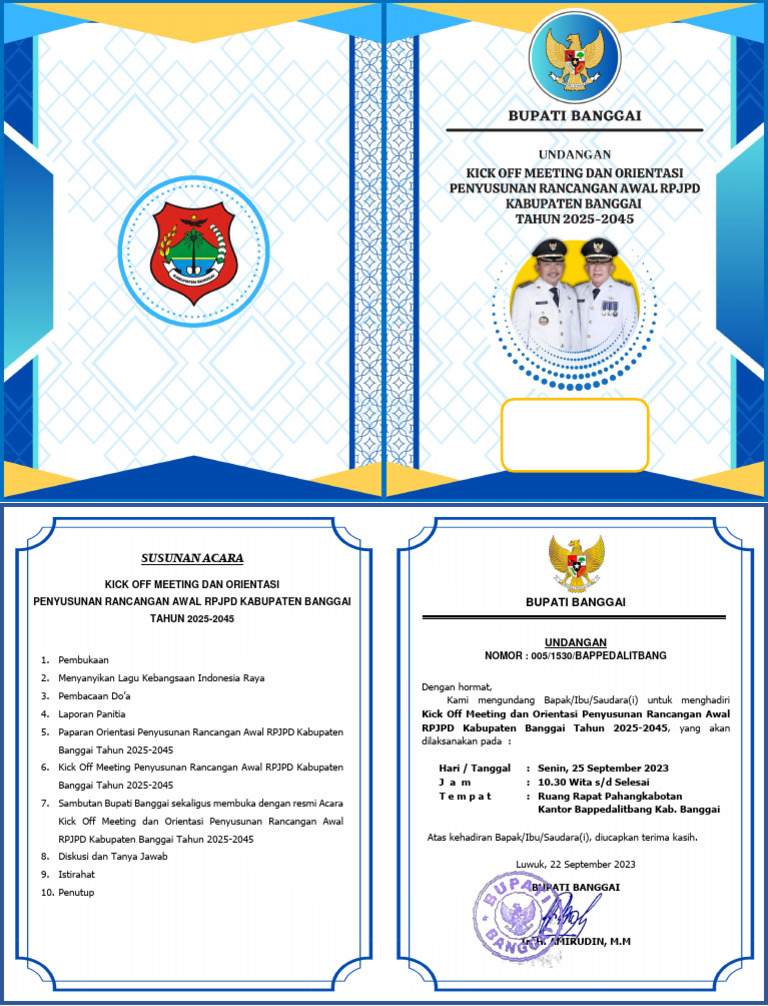 Undangan Kick Off Meeting & Orientasi RPJPD Kab. Banggai Tahun 2025 ...
