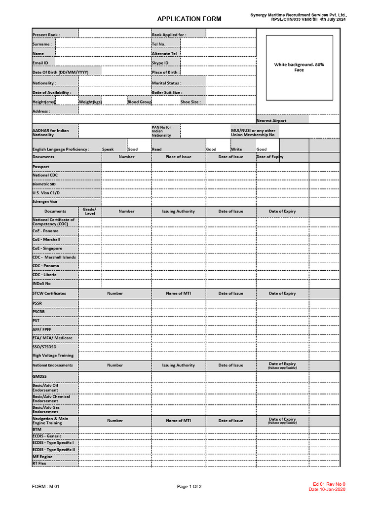 Application Form | PDF | Oil Tanker