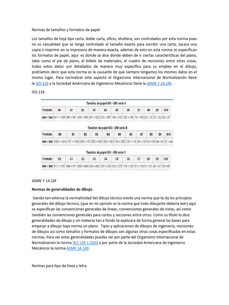 Normas de Tamaños y Formatos de Papel | PDF | Estandarización | Dibujo ...