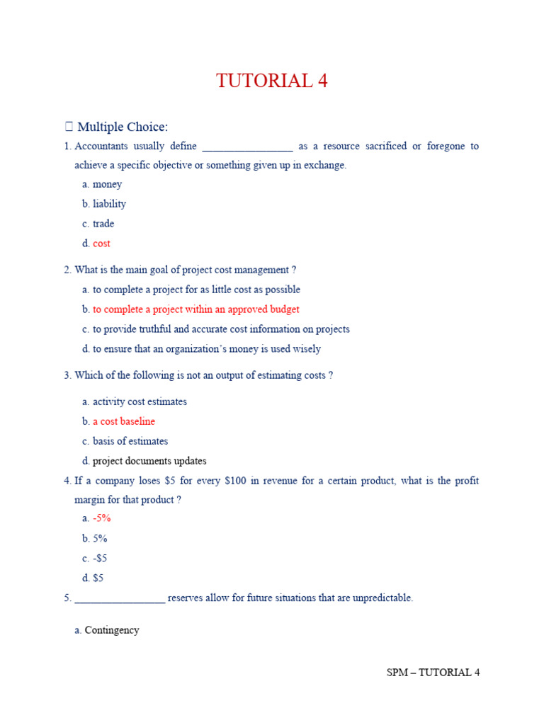 Nguyen Thi Duc 2001040040 SPM02 Tutorial 4 | PDF | Cost | Business