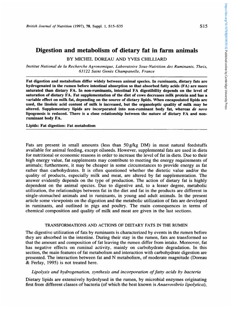 Dietary Lipid Sources in Farm Animals | PDF