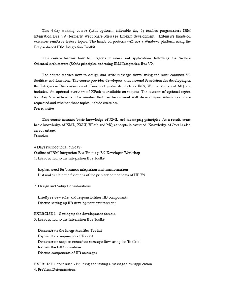 Ibm Integration Bus Training V9 Developer Workshop Pdf