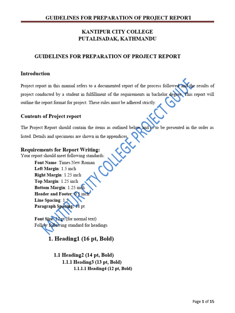 Guidelines For Preparation of Project Report I Ii | PDF