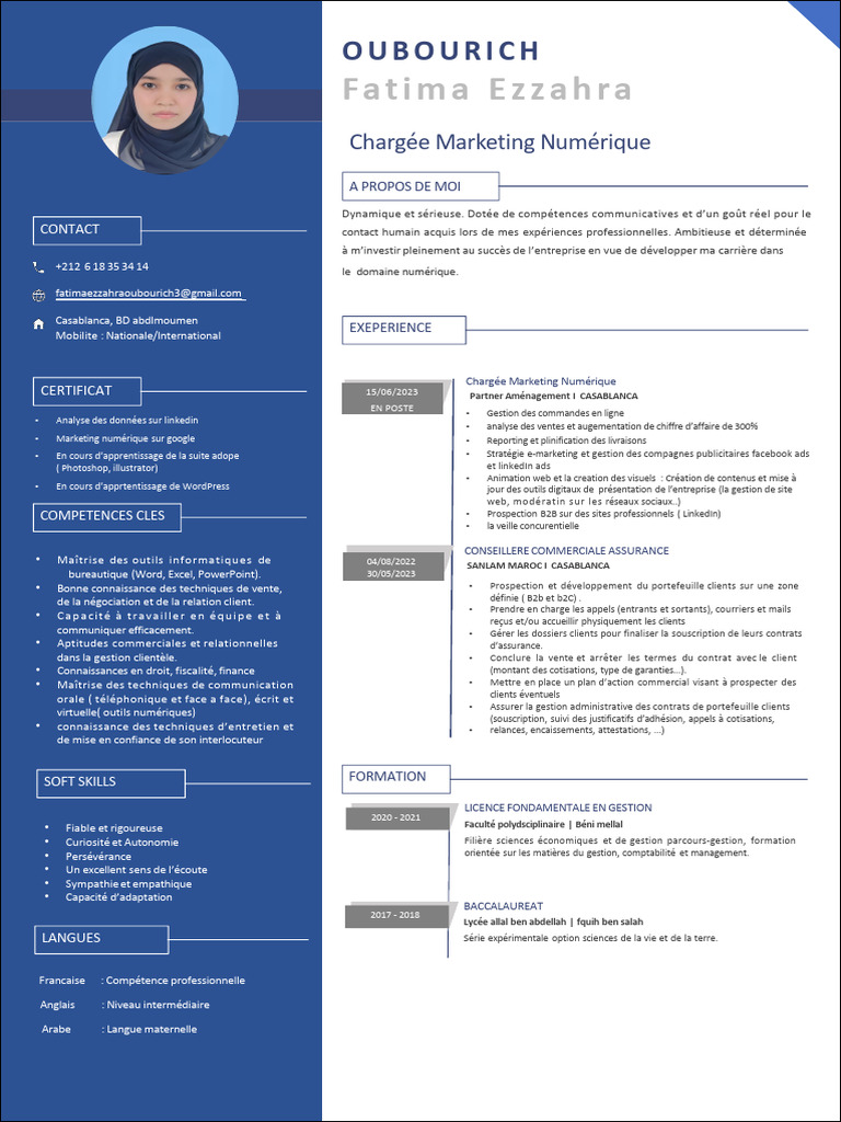 CV Fatima Ezzahra OUBOURICH 1 | PDF