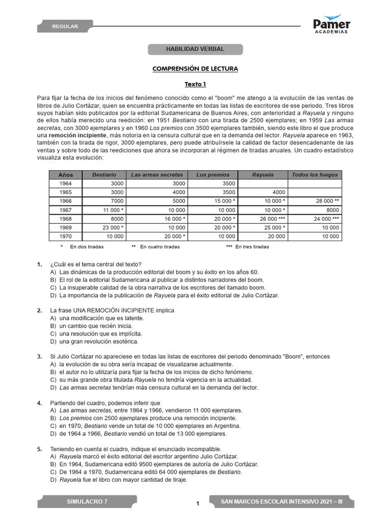 SIMULACRO 7 | PDF | Multilingüismo | Sustracción