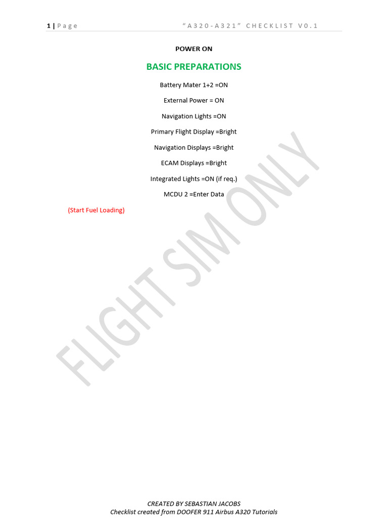 Airbus A320 Preflight Checklist | PDF