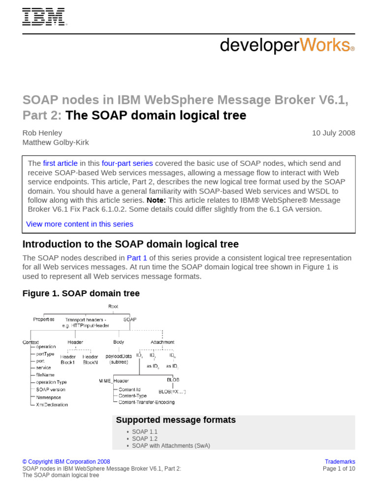 SOAP Nodes in IBM WebSphere Message Broker V6.1, Part 2 The SOAP Domain ...