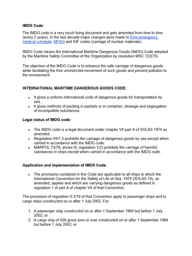 Imdg Code | PDF | Dangerous Goods | Ships