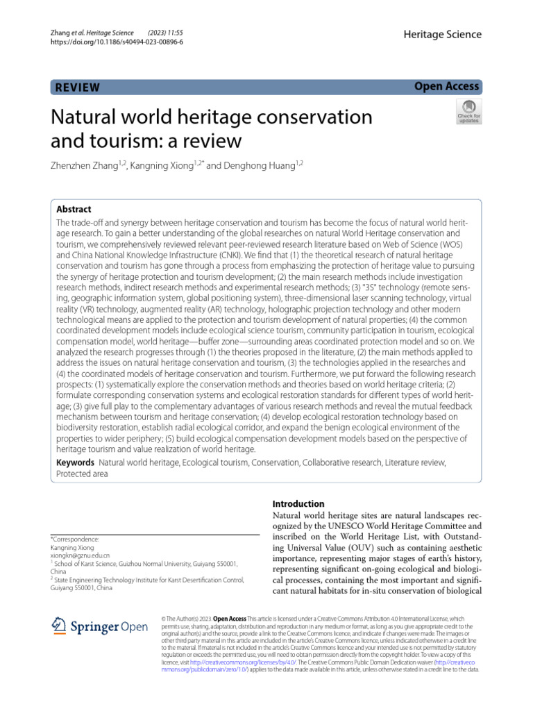 Natural World Heritage Conservation and Tourism | PDF