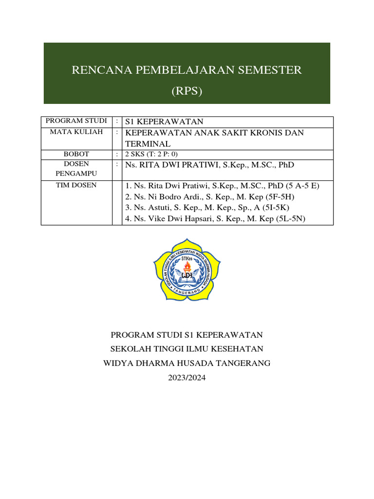RPS Kep Anak Sakit Kronis Dan Terminal | PDF | Kesehatan Holistik
