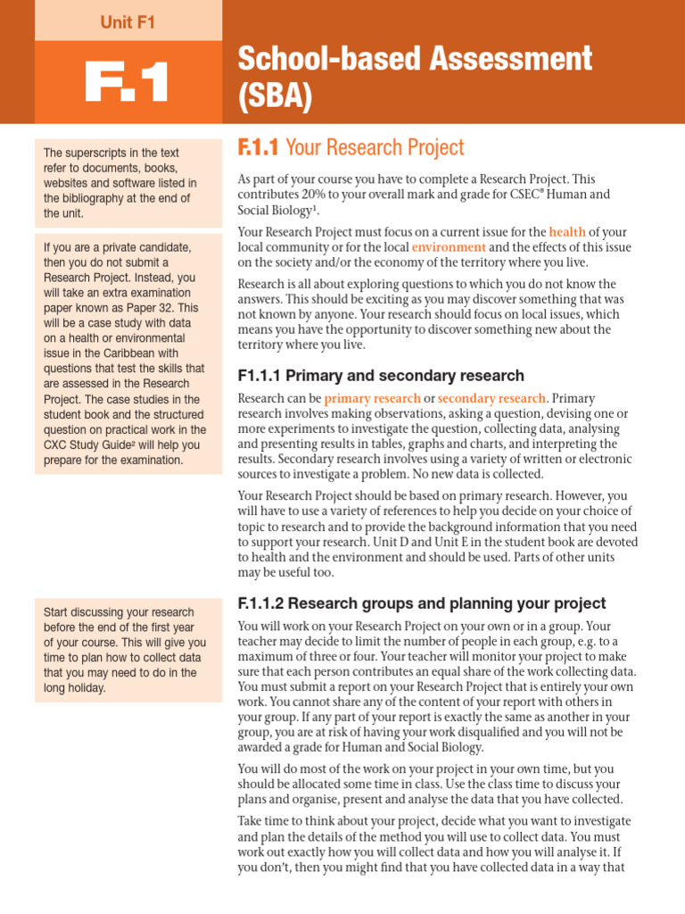 Csec HSB Unit F Topic 1 | PDF