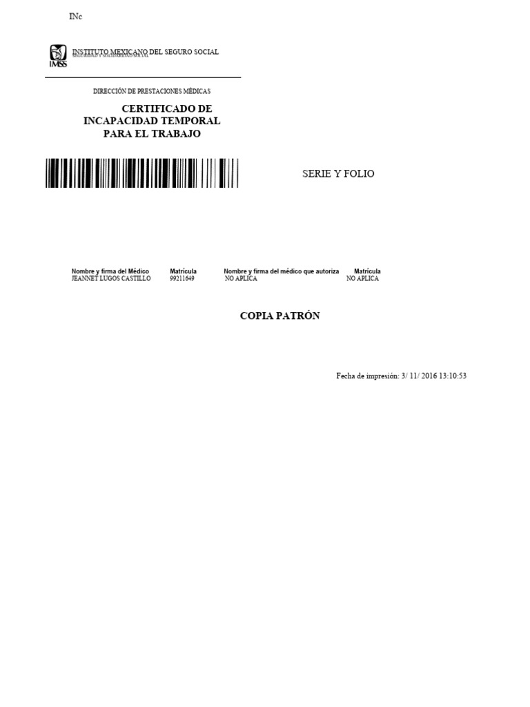 Formato Incapacidad Imss Editable Word | PDF