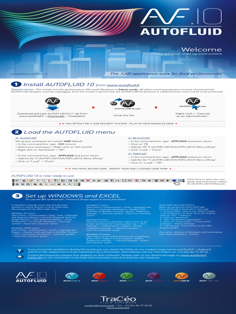 AUTOFLUID 10 Installation Guide | PDF | Microsoft Excel | Microsoft Windows