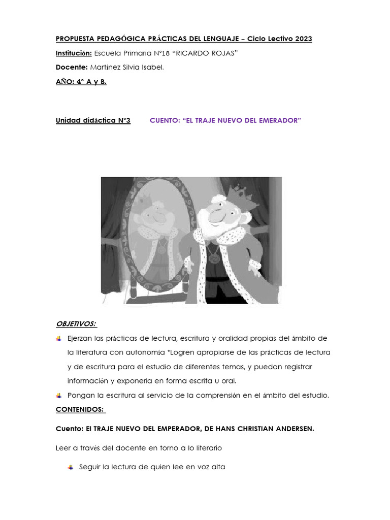 EL TRAJE NUEVO DEL EMPERADOR 4tos | PDF | Artes del Lenguaje y Comunicación