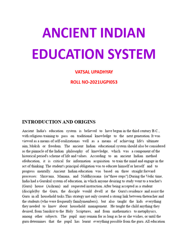Indian Ancient Education | PDF | Guru | Indian Philosophy