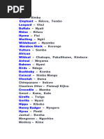 Animal Names in English and Swahili | PDF | Zoology | Mammals Of Africa