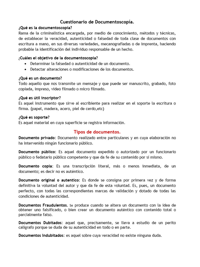 Cuestionario e Documentos | PDF