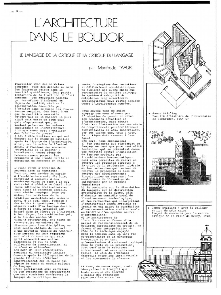 01 Texte Crise 1 - TAFURI Manfredo - L Architecture Dans Le Boudoir FR | PDF