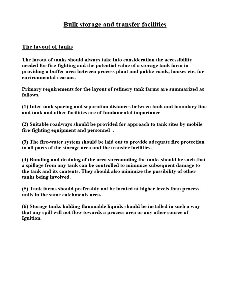 Bulk Storage and Transfer Facilities | PDF